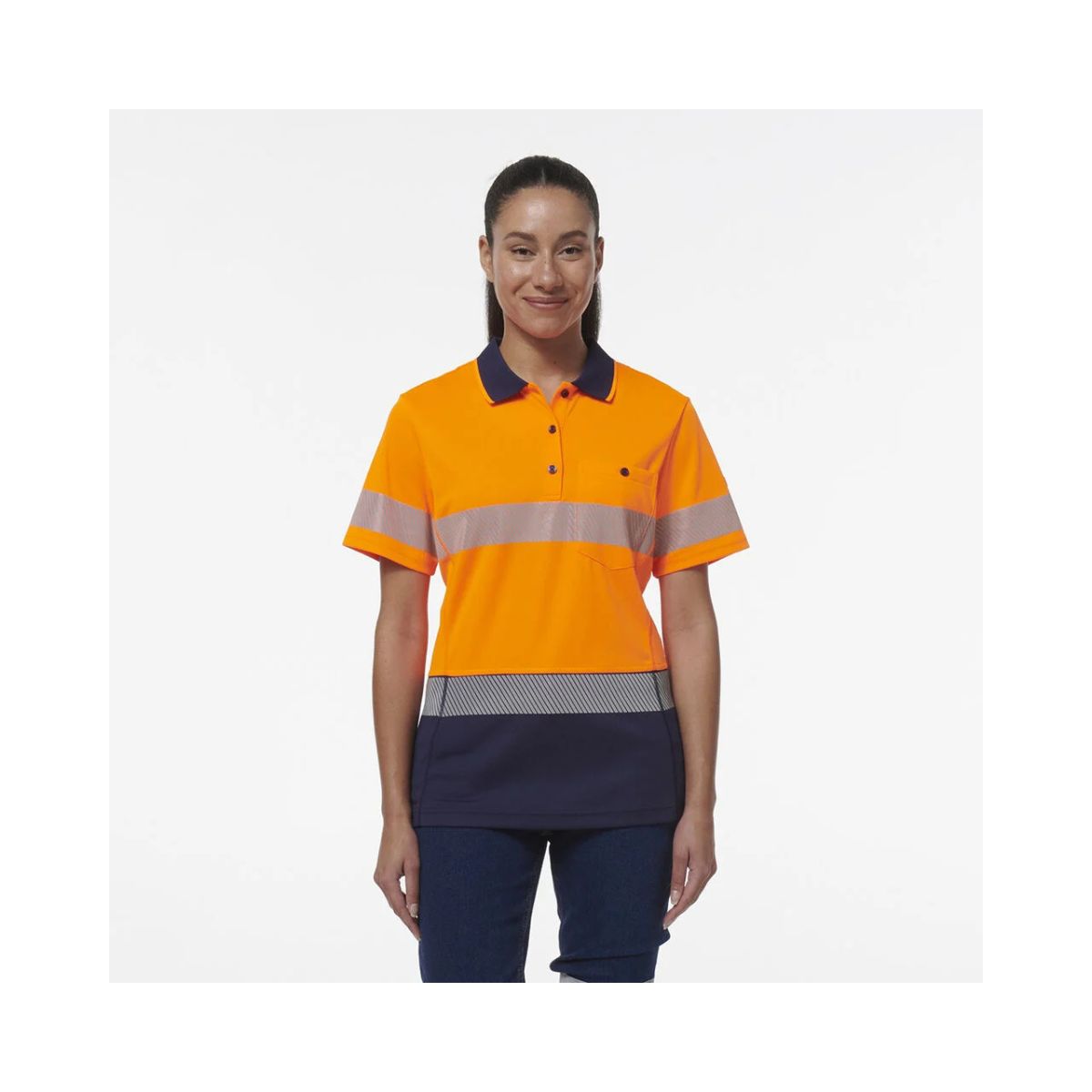 KingGee Women's Workcool Hyperfreeze Spliced Hi Vis Short Sleeve Polo